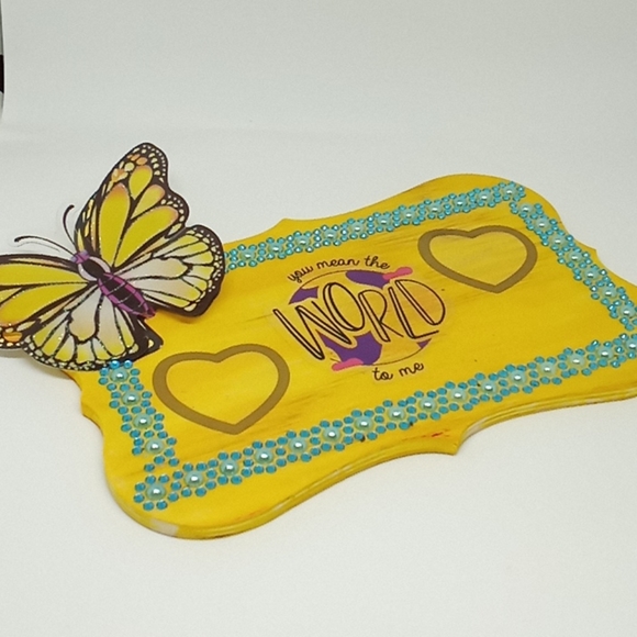 Hand Crafted | Wall Decor | You Mean The World To Me Wood Yellow ...